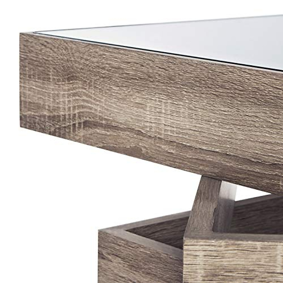 Safavieh Home Collection Anwen Mid-Century Geometric Light Oak and Brown Wood Coffee Table
