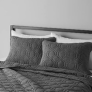 Amazon Basics Cotton Jersey Blend Quilt Pillow Sham - Standard, Dark Grey