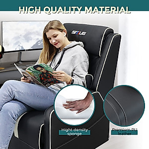 Gaming Recliner Gamer Chair for Adults - PU Leather Gaming Sofa Comfortable Movie Theater Chairs Ergonomic Single Couch for Living Game Room - White