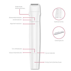 TOUCHBeauty Bikini Trimmer for Women, IPX6 Facial & Eyebrow Hair Trimmer with Case, Painless Body Shaver, Nose Hair Trimmer TB-1753