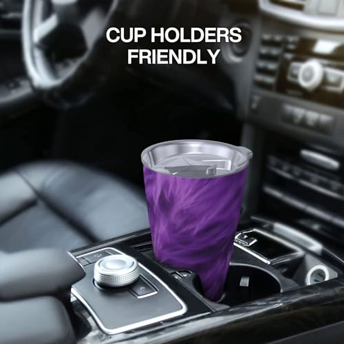 EKPRAVDKTF Purple 20oz Insulated Stainless Steel Tumbler With Lids And Straws, Double Wall Vacuum Travel Coffee Mug, Thermal Cup For Cold & Hot Drinks, Reusable Metal Straw & Brush