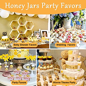 Aliggbent Honey Jars,48 Pcs Mini Honey Jars Party Favors in Bulk,1.5oz Small Hexagon Glass Honey Jars with Dipper,Stickers,Gold Lid,Charm,Gift Bags and Jute,for Baby Shower,Wedding Favors(No Honey)