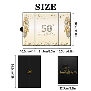 DARUNAXY Black Gold 50th Birthday Party Decorations, Happy 50th Birthday Alternative Signature Guest Book for Men Women Cheers to 50 Years Old Gifts 50 Birthday Signing Card Board Party Supplies