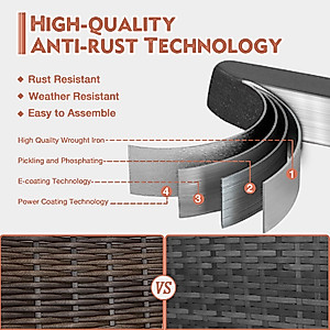 EROMMY Patio Swivel Chairs Set of 4, Heavy Duty Outdoor Swivel Chairs with Removable Cushions, Patio Rattan Wicker Decoration Chairs for Garden Lawn & Porch, Backyard, Balcony, Orange Red