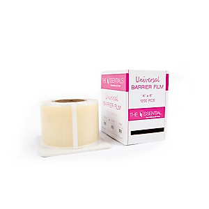 The Essentials Barrier Film Roll with Dispenser Box, 4"x 6" Perforated Sheets Adhesive Barrier Film for Dental, Medical & Tattoo Purposes, 1200 pcs, Clear