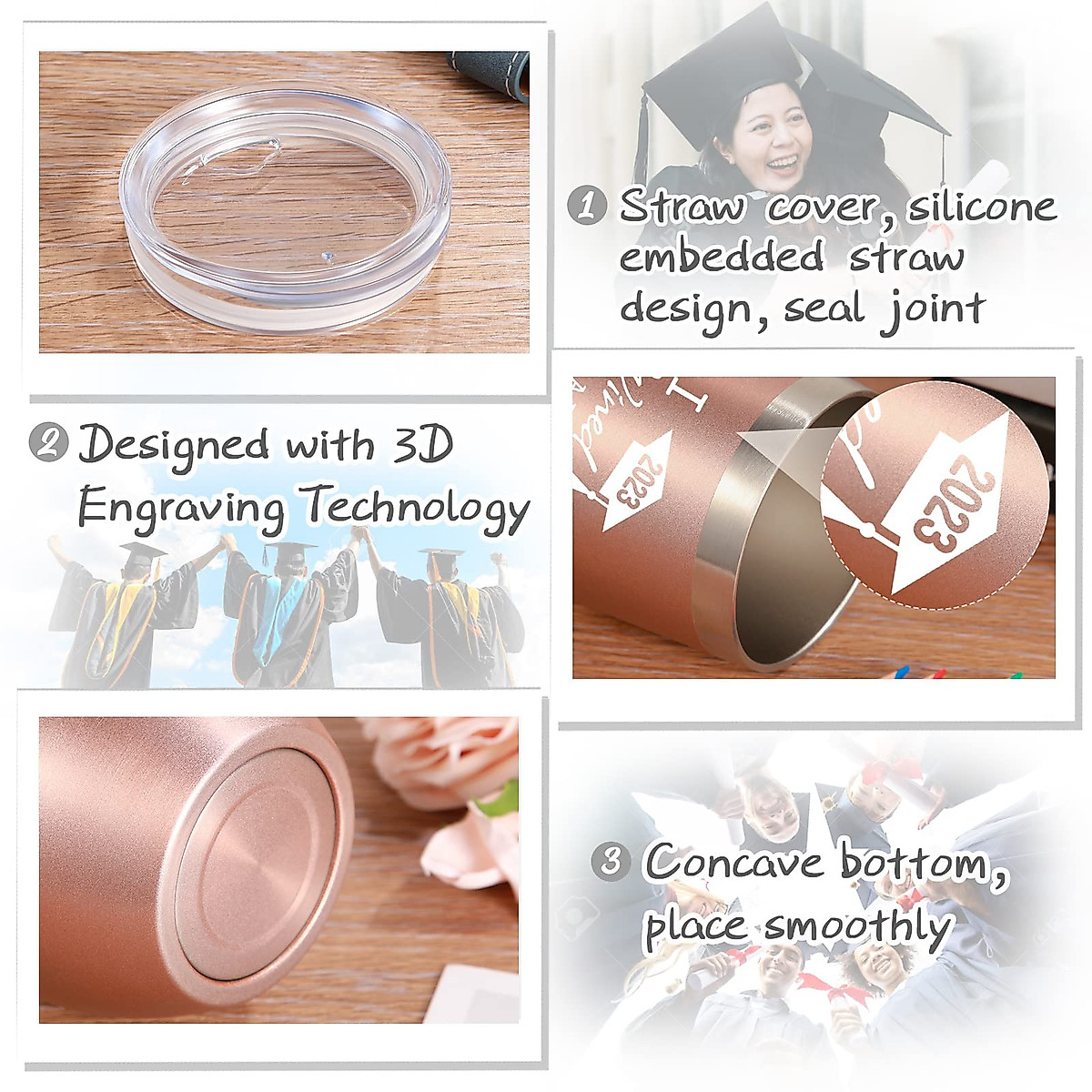 Graduation Gifts for Mastering Degree 12 oz Graduation Tumbler Stainless Steel Wine Tumbler with Lid Cleaning Brush and Gift Box Funny Gifts for University Graduate College Grad (2023 Text Style)