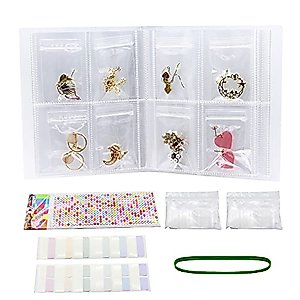 RIIEYOCA Transparent Jewelry Storage Book, Jewelry Storage Bag Thicken Transparent PVC Plastic Bag，DIY Handmade Colorful Paste Cover, Storage of Small Jewelry, Capable to Hold 160 Pairs