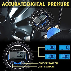 YIYADECO 4 Tire Inflation System with Digital Tire Pressure Gauge Air UP Down Monitor, Air Pressure Equalizer for Car Truck and Offroad Vehicles, with Closed Flow Air Chuck