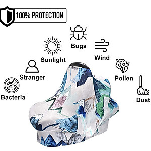 Nursing Cover for Baby Breastfeeding Stretchy Car Seat Canopy for Baby Girls/Boys, Multi-Purpose Soft Breathable Nursing Cover for Shopping Cart, High Chair, Stroller, Baby Shower Gifts(Blue)