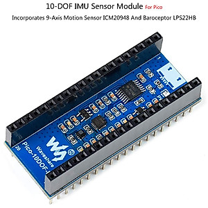 Waveshare 10-DOF IMU Sensor Module for Raspberry Pi Pico, Onboard 9-axis Motion Sensor ICM20948 Baroceptor LPS22HB Chip Incorporate sensors includes Gyroscope Accelerometer Magnetometer Baroceptor