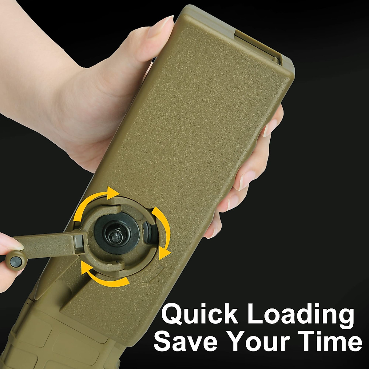 ActionUnion Airsoft Tactical Speed Loader for Hand Crank Magazine Quick Loader 1000 Rounds… (Tan)