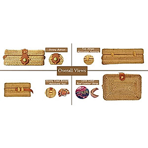 HAANCRAFTS HAAN Women Handwoven Wicker Rattan Crossbody Rectangle Bag Boho Purse Wallet – US Small, Color Brown (Rectangle Bag) Adjustable Strap