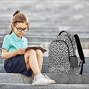 Kcldeci Backpack for Girls-Boys Animal Leopard Gray Colors Middle-School Elementary Bookbags School Book Bag Travel Bag