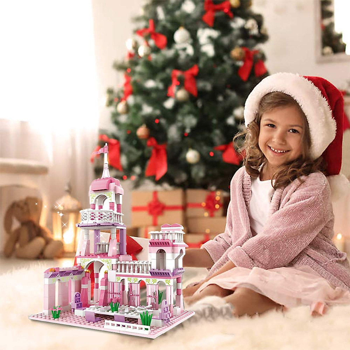COGO MAN Girls Princess Castle Building Blocks Toys Pink Palace King's Banquet Bricks Toys for Girls 6-12 Construction Play Set Educational Toys for Kids 254 PCS