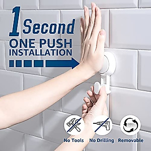 VELMADE Shower Suction Cup Hooks 4 Pack, Heavy Duty Towel Hanger for Shower, Wall Mounted Strong Hanging Suction Cup Hooks No Drilling, Removable Suction Cup Hooks Waterproof, White