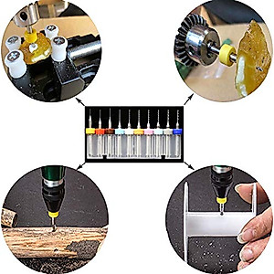KEWAYO 10 Pcs 0.6mm to 1.5mm Tungsten Carbide Macro Drill Bits Set, PCB Drill Bit Set, Mini Drill Bit 1/8 Inches Shank for Print Circuit Board, Amber, Beeswax, Rough Stone, Dremel, Jewelry