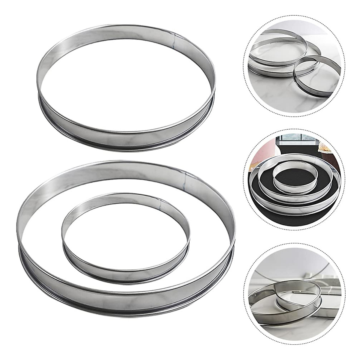 Hemoton 3pcs Stainless Steel Cake Rings Mousse Cake Molds Round Cake Decor Baking Mold Ring Bakeware Set Tool