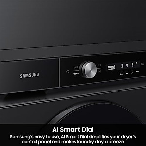 Samsung DVE53BB8700VA3 Bespoke 7.6 cu. ft. Ultra Capacity Super Speed Dry and AI Smart Dial Electric Dryer, Brushed Black