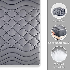 SONIVE Waterproof Mattress Pad - Quilted Fitted Mattress Topper, Soft and Breathable Mattress Protector, Fluffy Pillow Top Mattress Cover(Grey, Queen)