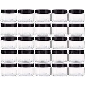 TUZAZO 4 Oz Plastic Container Jars with Lids BPA Free, 24 Pack Empty Round Clear Cosmetic Slime Jars for Lotion, Cream, Ointments, Body Butter, Makeup, Travel Storage