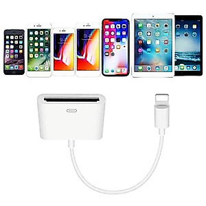 Lightning to 30-Pin Adapter, iPhone 8 Pin Male to 30 Pin Charger ipad Connector Adapter Data Sync Cable Connector Compatible iPhone 14/13/12/11/X/8/iPad/Bluetooth (White)
