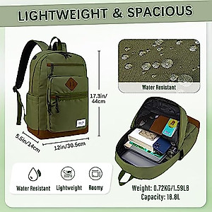 Chase Chic School Backpack for Men Women,Water Resistant Bookbag/Schoolbag/Daypack for Teen Boys Girls High School,College,Work,Travel Green