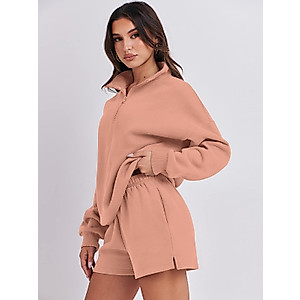 ANRABESS Women's Two Piece Outfits Sweat Lounge Short Set Long Sleeve Gym Sweatsuit Tracksuit 2024 Fall Fashion Clothes Small