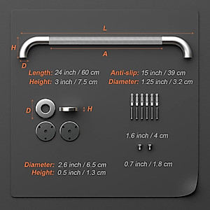 Satin Brushed Nickel Shower Grab Bars 24 Inch w/Anti-Slip knurled Grip, iMomwee Stainless Steel Wall Mount Bathroom Safety Balance Handrail, Handicap Elderly Senior Assist Textured Grab Bar Handle