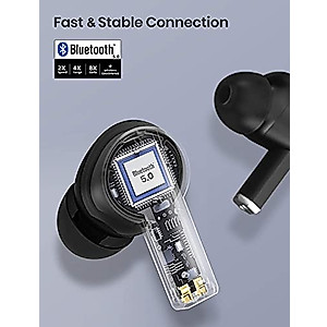 dyplay Bluetooth 5.0 Wireless Earbuds with Qi Wireless Charging Case Touch Control in Ear Waterproof TWS Stereo Headphones with Mic and Deep Bass Sound Headsets for Music/Work/Travel