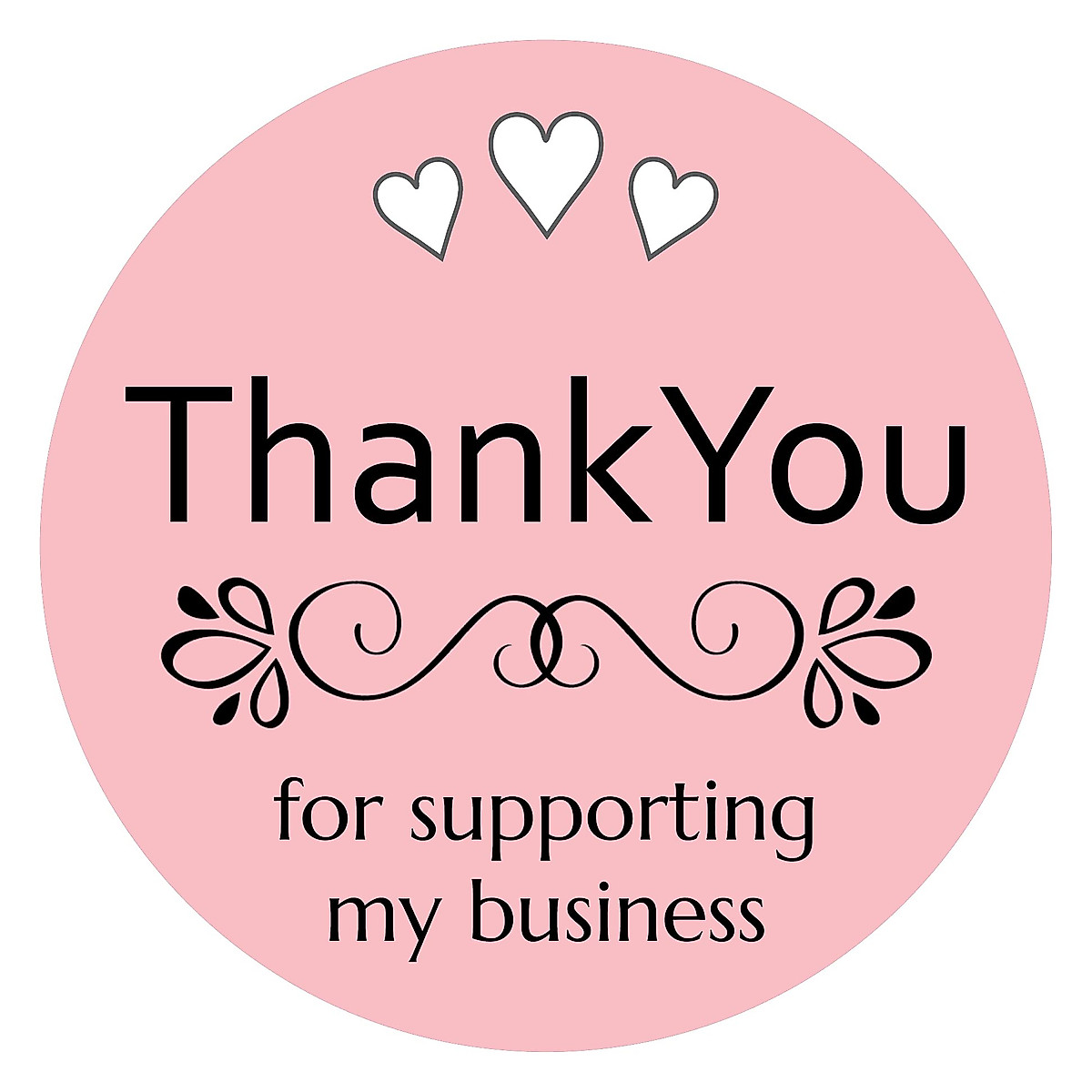 Gazelle Thank You Stickers Roll for Packaging, Bags, Greeting Cards, and Receipts - 500 Thank You for Supporting My Business Stickers - 1.5'' Stickers Designed with Soy-Based Eco-Friendly Ink (Pink)