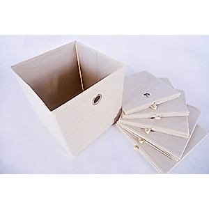 Amelitory Storage Bins Foldable Cube Organizer Fabric Drawer Set of 6 Beige