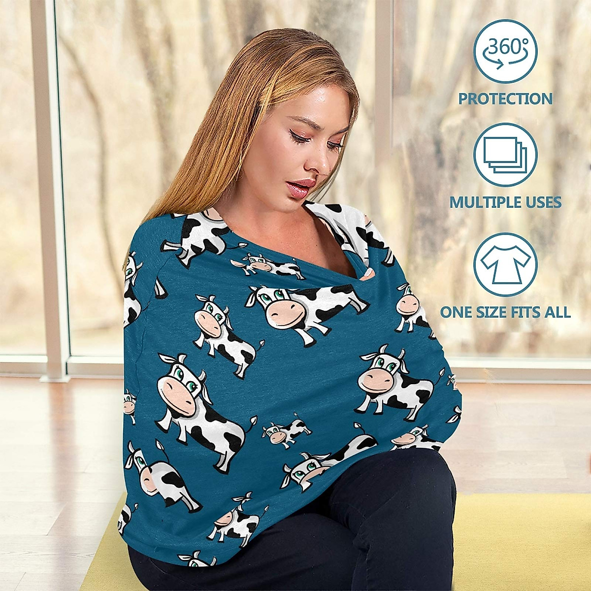 Nursing Cover Breastfeeding Scarf Cute Cow Print - Baby Car Seat Covers, Stroller Cover, Carseat Canopy (0br2b1)