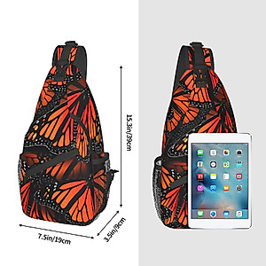 Hicyyu Monarch Butterflies Outdoor Crossbody Shoulder Bag For Unisex Young Adult Hiking Sling Backpack