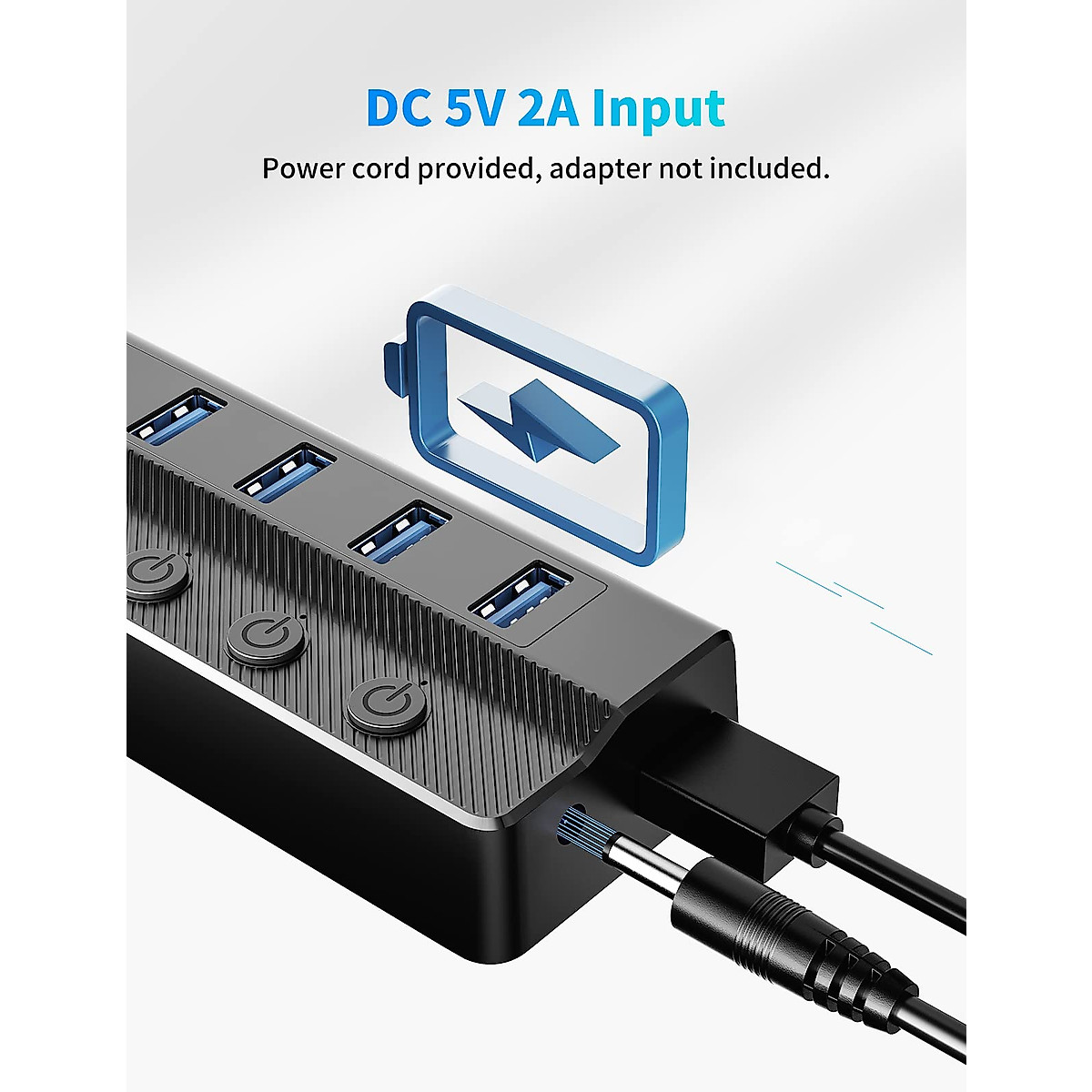 6-Port USB 3.0 Hub, LURMMUE USB Splitter for Laptop with Individual On/Off Switches and Light, 3ft Long Cord, USB Port Hub Extension for PC and Computer