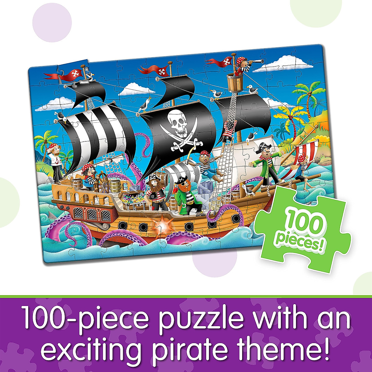 The Learning Journey Puzzle Doubles Glow In The Dark - Pirate Ship - 100 Piece Glow In The Dark Preschool Puzzle (3' X 2') - Educational Gifts for Boys & Girls Ages 3 & Up, Multi (113851)