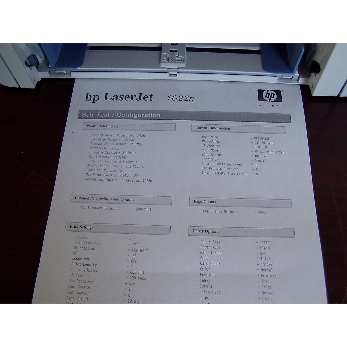 HP LaserJet 1022N Printer