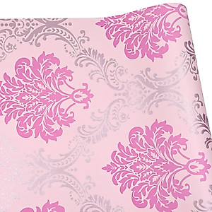 Yifely Vintage Pink Damask Self-Adhesive Shelf Drawer Liner Moisture Proof PVC Mat 45x300cm