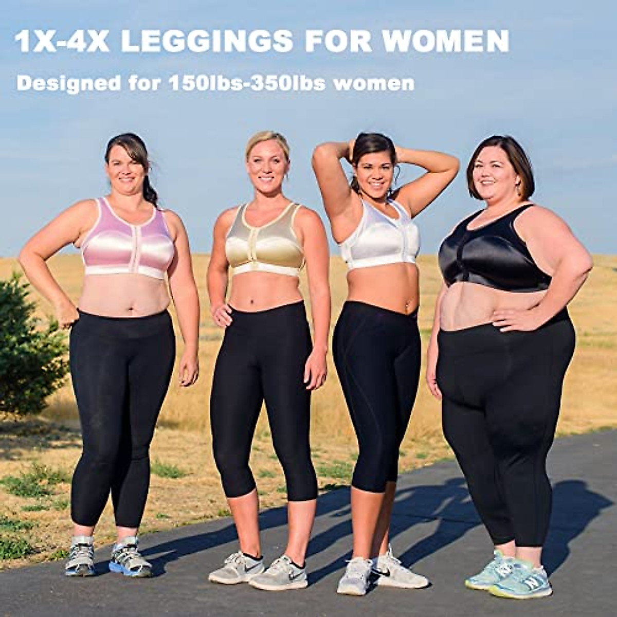 MOREFEEL Plus Size Leggings for Women-Stretchy X-Large-4X Tummy Control High Waist Spandex Workout Black Yoga Pants