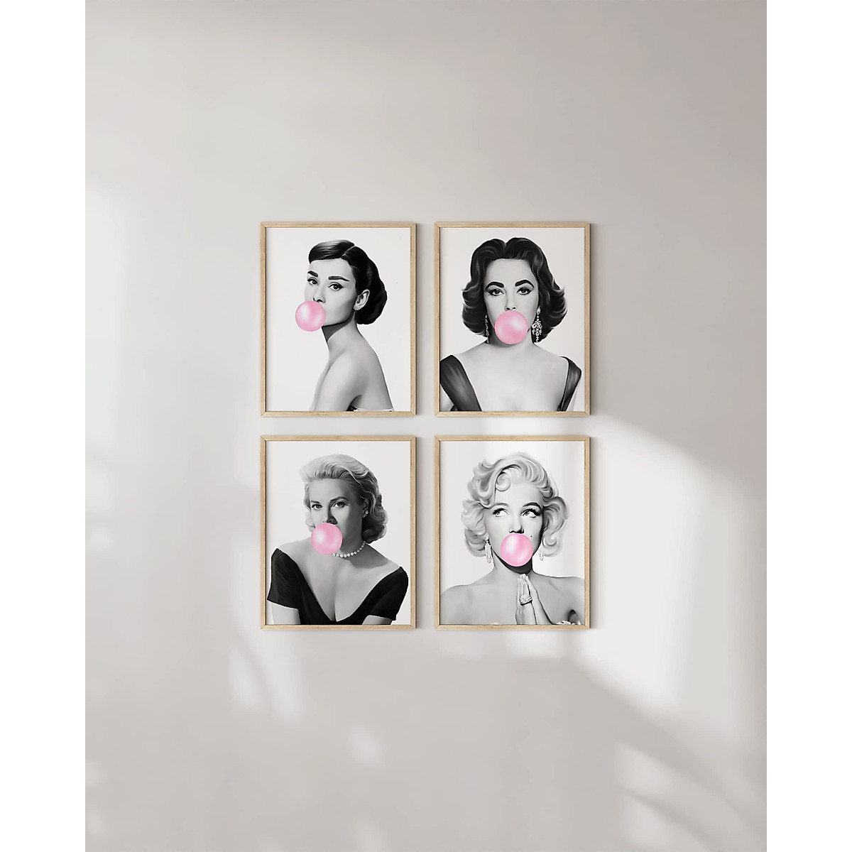 HAUS AND HUES Celebrity Wall Art Pop Art Wall Decor - Set of 4 Fashion Wall Art | Audrey Hepburn Poster, Marilyn Monroe Wall Art, Grace Kelly Poster, Elizabeth Taylor Pop Art Posters UNFRAMED 8"x10"