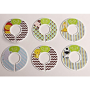 6 Safari Animals C180 Baby Boy Nursery Clothing Size Closet Dividers