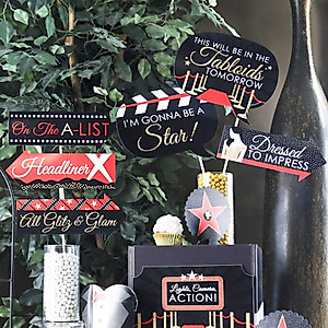 Big Dot of Happiness Funny Red Carpet Hollywood Photo Booth Props - Movie Night Party Supplies, Prom & Awards Show Decorations, Funny Photobooth Props Kit - 10 Ct