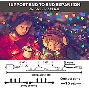 XUNXMAS 33ft 100 LED String Lights Indoor Outdoor, Super Bright Warm White Christmas Lights with 8 Lighting Modes, Extendable Waterproof Fairy Lights for Bedroom Patio Party Christmas Tree Decor