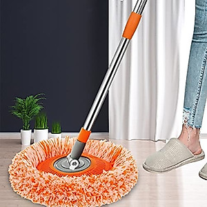 Mops for Floor Cleaning, 360° Rotatable Floor Mop with 3 Coral velvet Mop Head Extendable Long Handle Retractable Glass Wiper Window Cleaner Brush Car Cleaning Tools