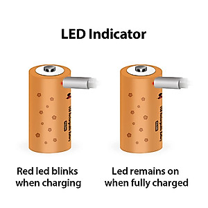PULOMI New USB C Lithium ion Rechargeable Battery, High Capacity 1.5V 5000mWh Rechargeable C Battery, 2.5 H Fast Charge, 1200 Cycle with Type C Cable, Constant Output,2-Pack