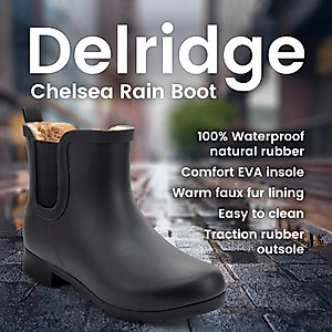 Chooka Women's Waterproof Plush Chelsea Bootie Chelsea Boot, Delridge Black, 10 M