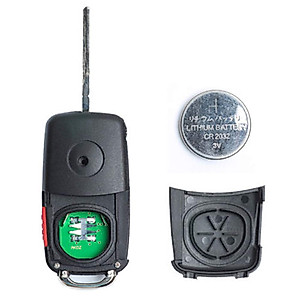 Beefunny 315MHz ID46 Chip 3+1 4 Button Replacement Flip Folding Remote Key Fob for Volkswagen Touareg 2002-2010 (1)