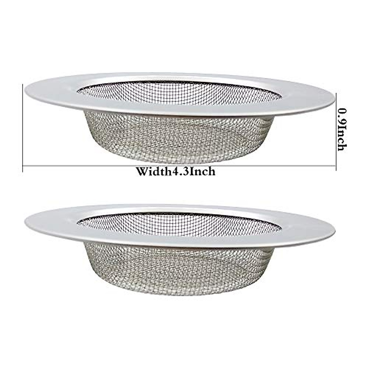 2 PCS Stainless Steel Kitchen Sink Strainers,Large Wide Rim 4.3" Diameter,Rust-Free,Perfect for Garbage Disposals Prevent Food Clogging Your Sink Fine Mesh