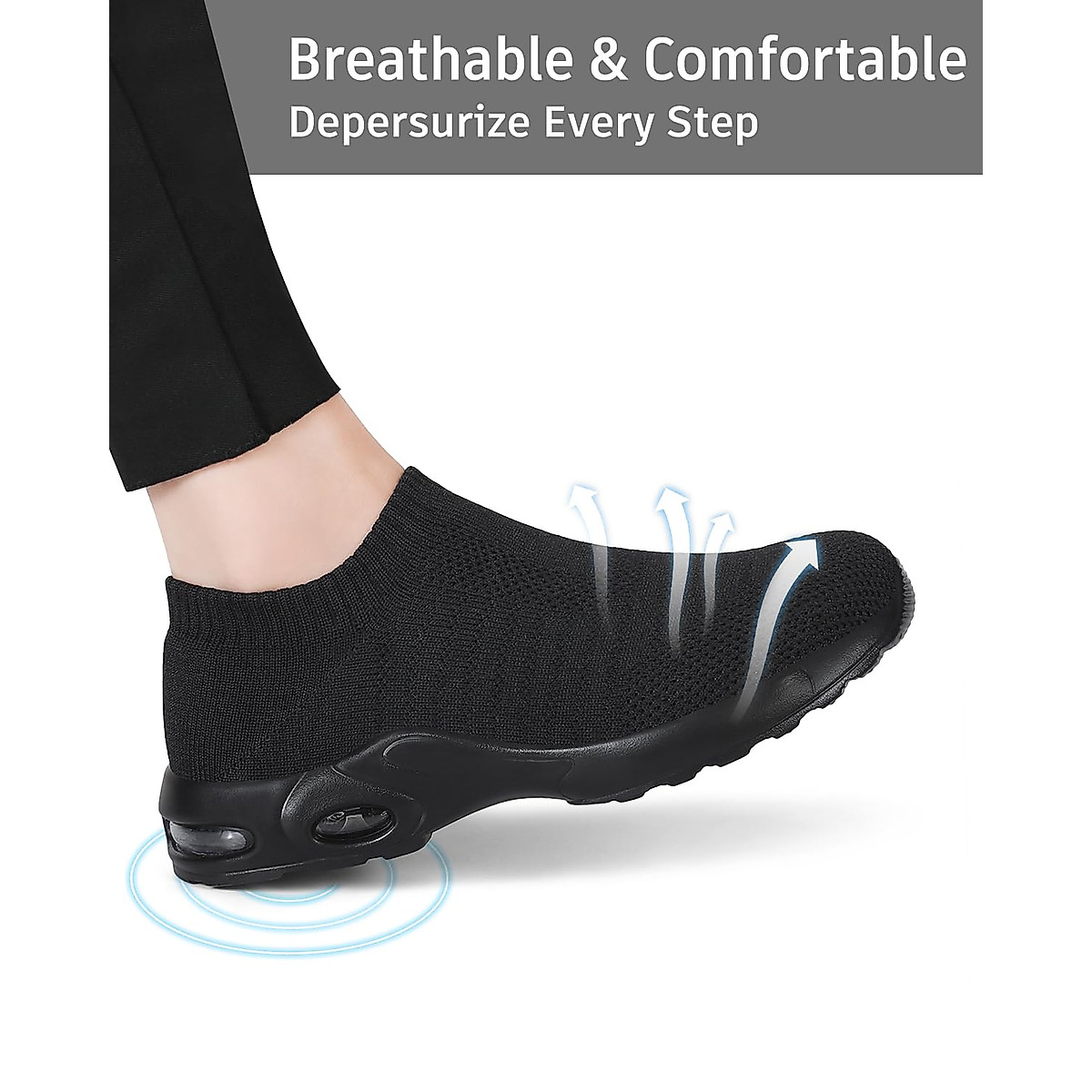 Steel Toe Shoes for Women with Arch Support, Lightweight Comfortable Work Safety Shoes Slip Resistant Indestructible Sneakers, All Black 38.5