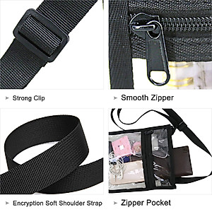 BeeGreen Black Clear Bag Stadium Approved Small Clear Purse with Extra Pocket for Women & Men,Clear Crossbody Purse for Concert, Sporting Events,Clear Messenger Bag w Long Strap for College Gift