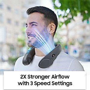 HIGO Neck Fan with Cooling Plate, Neck Air Conditioner, 3 Speeds Portable Neck Fan Rechargeable, Cooling Neck Fan for Women and Men, White